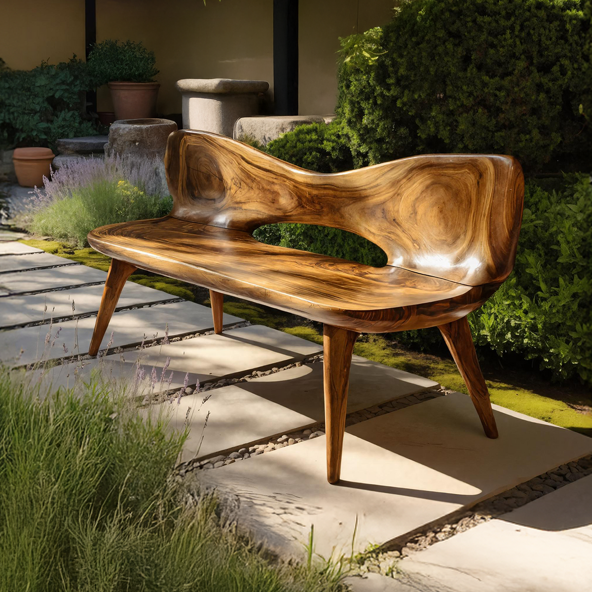Mid Century Artistic Wooden Bench For Patio Setup Et Woodcrafts
