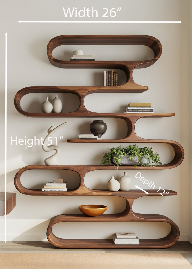 Organic Oval Bookshelf For Living Room Or Creative Studio – ET Woodcrafts