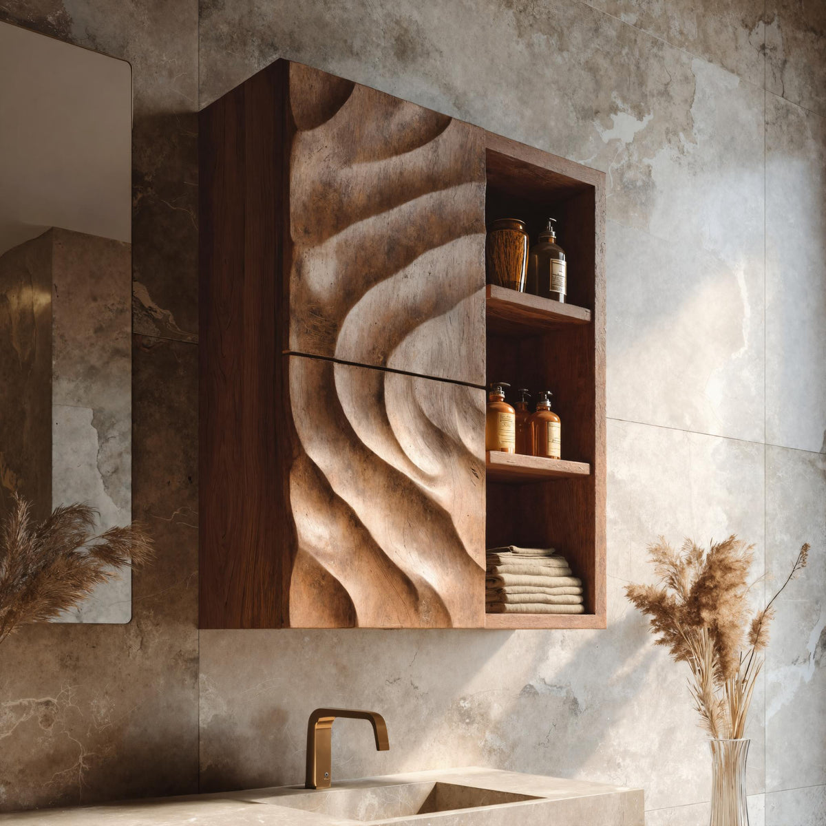 Statement Bathroom Cabinet Wave Doors Design For Modern Bathroom – ET ...