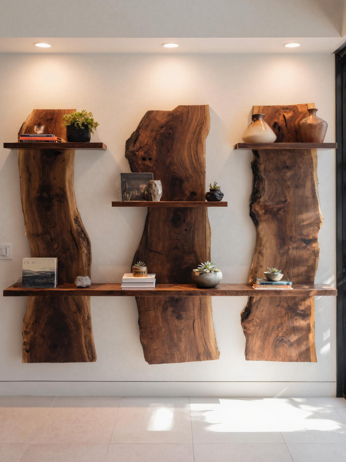 Rustic Live Edge Wall Mounted Shelf For Living Room – ET Woodcrafts