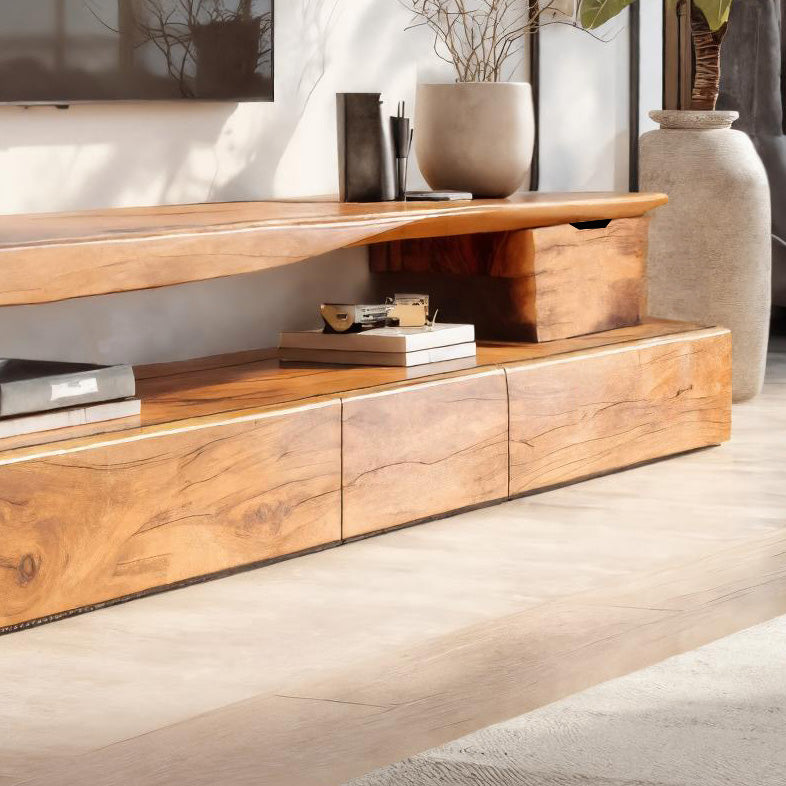 Modern Curved TV Console With Drawer For Living Room – ET Woodcrafts