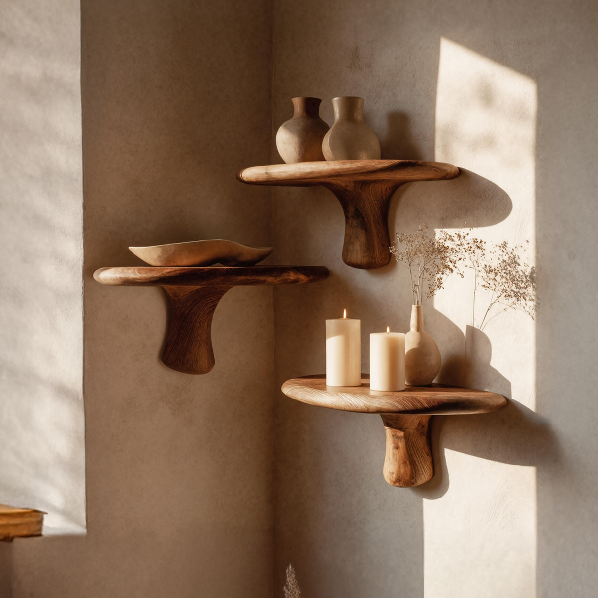 Handcrafted Live Edge Mushroom Shelf For Artistic Living Room Design ...