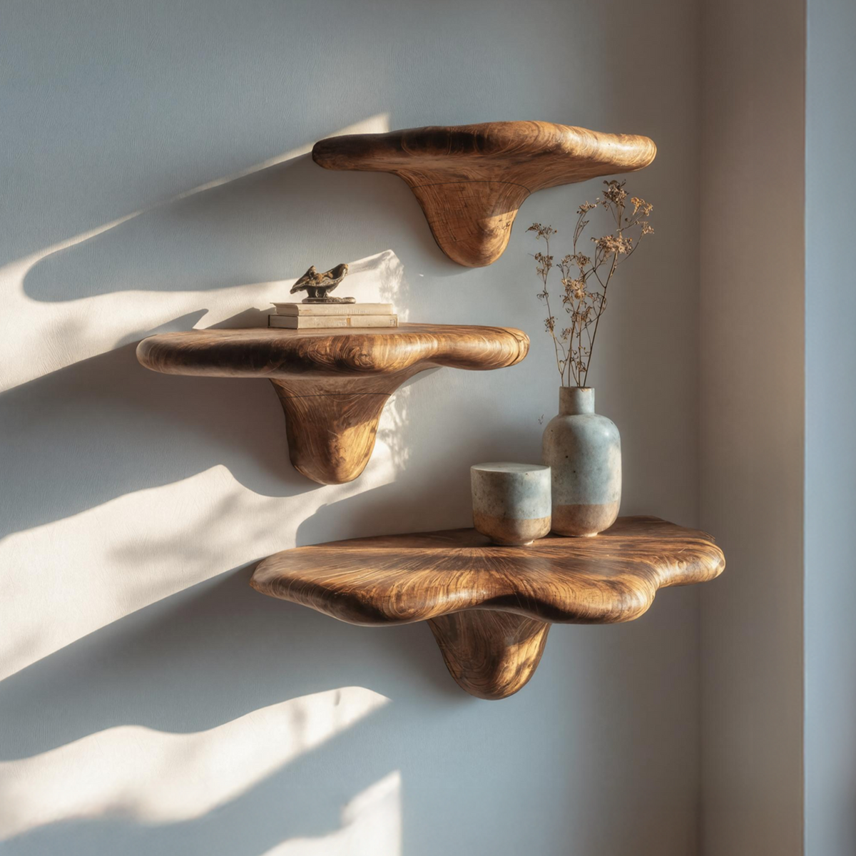 Farmhouse Live Edge Mushroom Shelf For Natural Furniture Decor Style ...