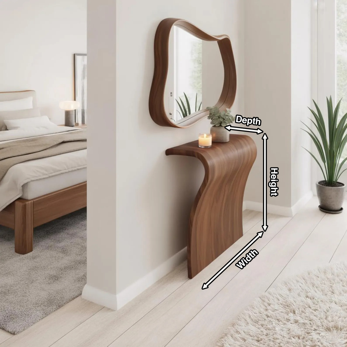 Modern Sculptural Curved Console Table For Entryway And Living Room ...