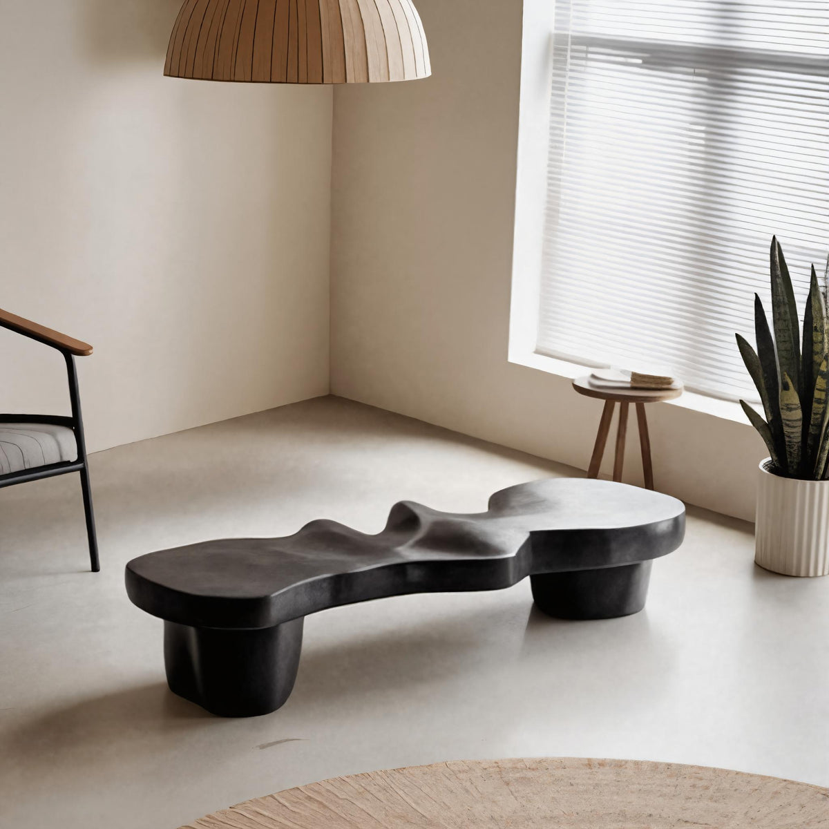 Contemporary Sculptural Wood Bench For Modern Living Room Or Gallery ...