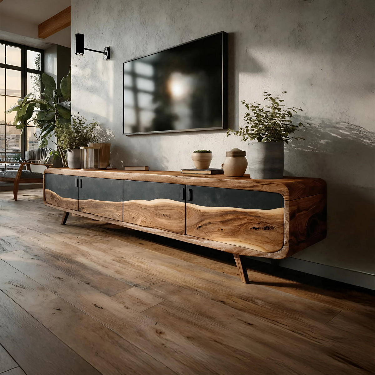 Handcrafted Live Edge TV Console For Home Style – ET Woodcrafts