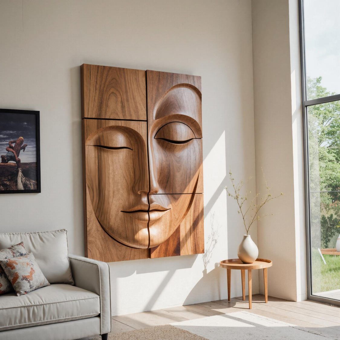 Modern Buddha Face Wall Art Living Room Entryway – ET Woodcrafts