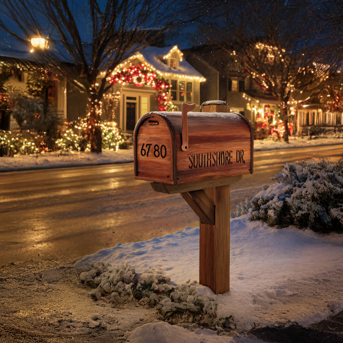 Modern Wooden Sculpture Mailbox For Outdoor Patio Rustic Design – ET ...