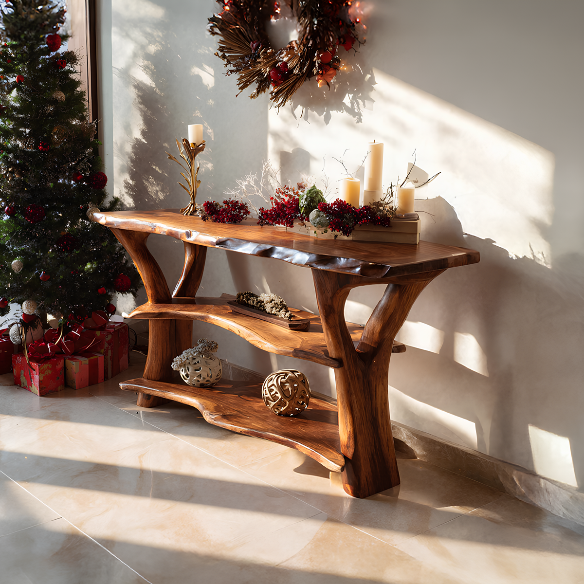 Modern Live Edge Entryway Table For Holiday Living Room Xmas Furniture ...