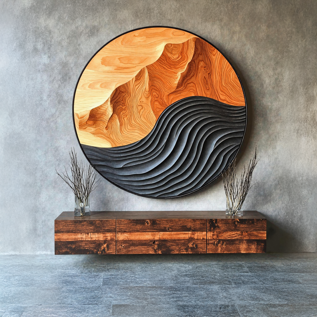 Mid Century Large Sculpture Wall For Entryway Inspiration – ET Woodcrafts