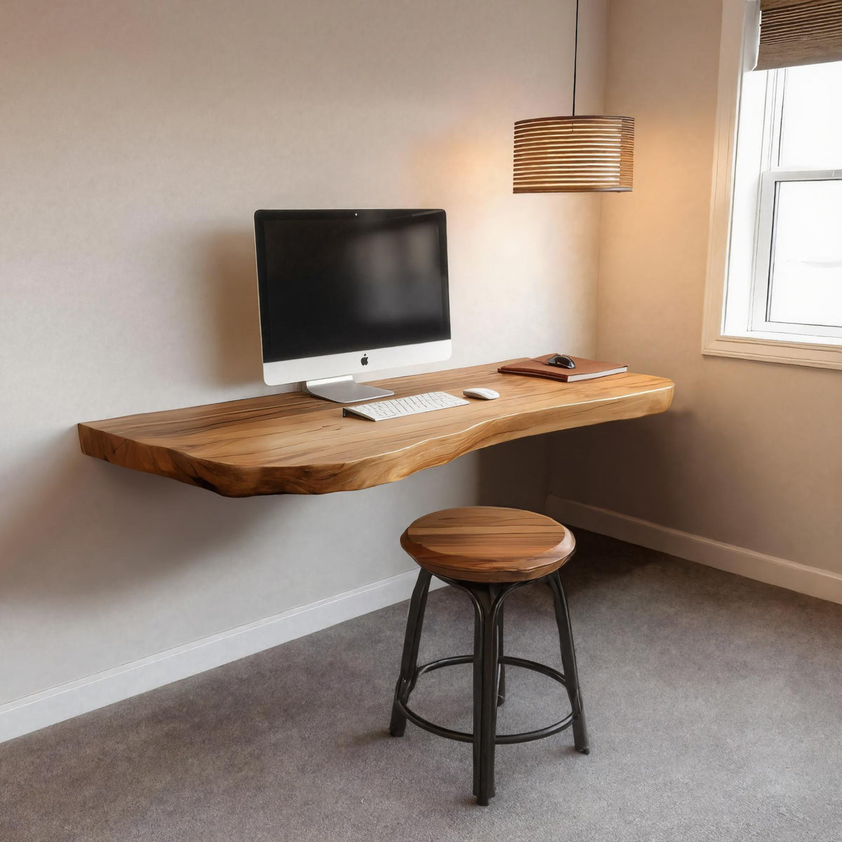 Modern Live Edge Floating Desk For Home Office – ET Woodcrafts