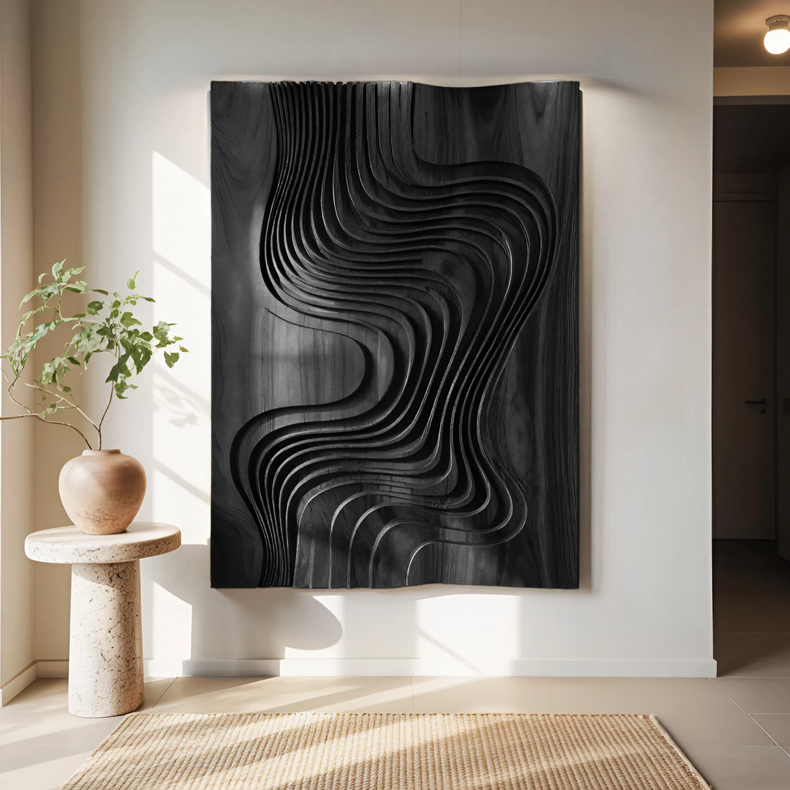 Modern Wall Sculpture With Flowing Layered Curves For Entryway – ET ...