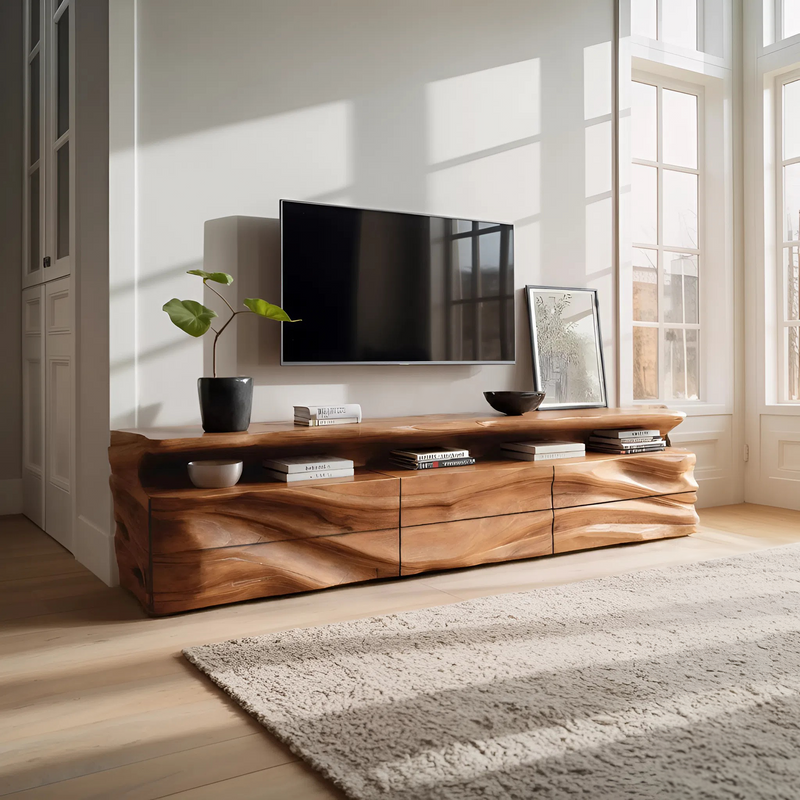 Modern TV Console With Shelf And Drawers For Living Room – ET Woodcrafts