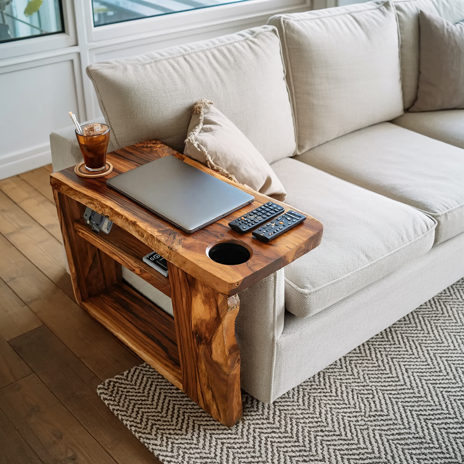 Rustic Handcrafted Wooden Armrest For Sofa Decor – ET Woodcrafts