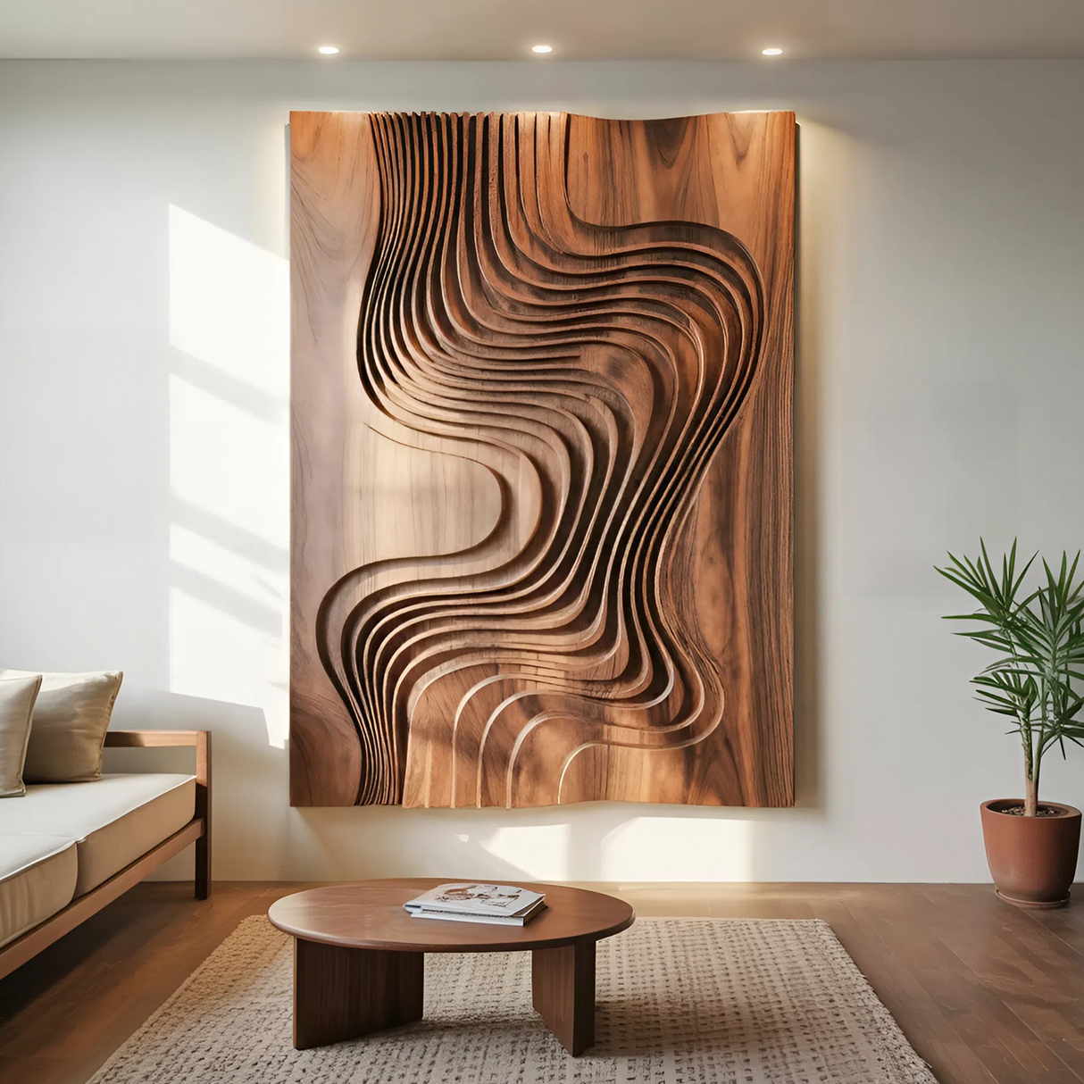 Modern Wall Sculpture With Flowing Layered Curves For Entryway – ET ...