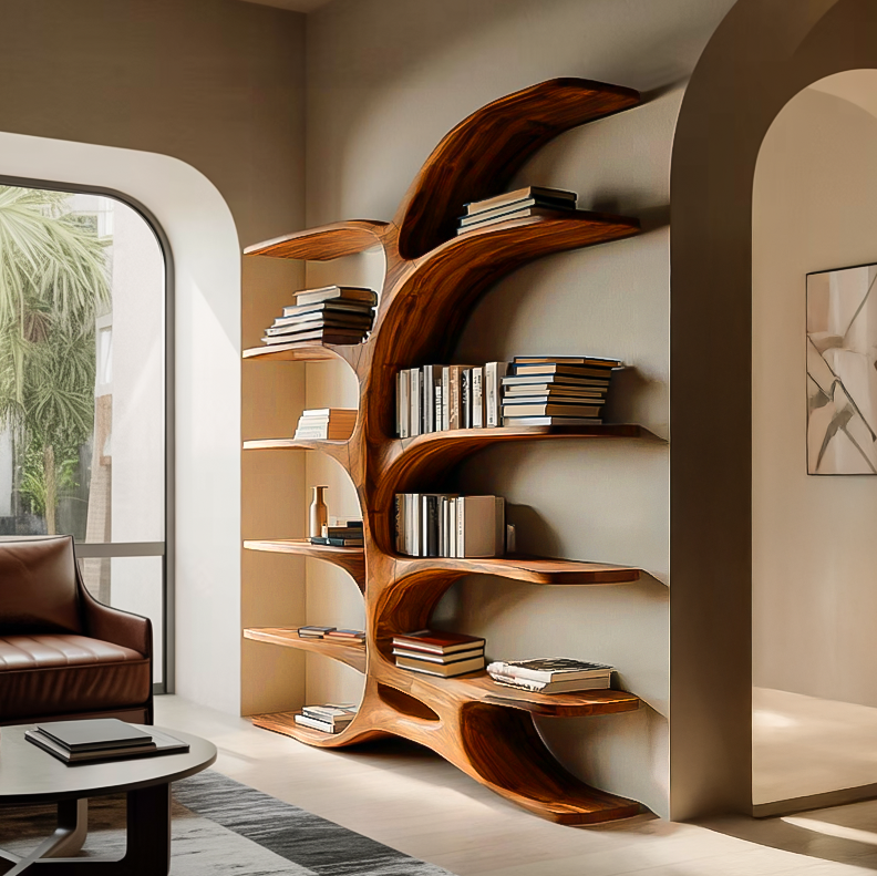 Contemporary Sculptural Curved Bookshelf For Living Room Interior – ET ...