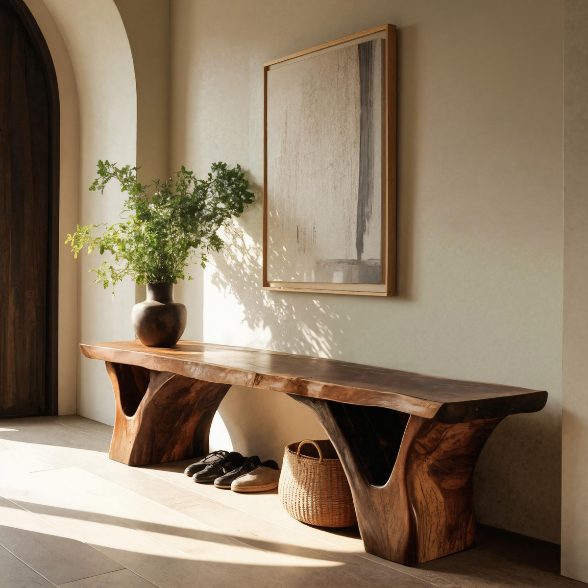 Organic Sculptural Bench For Entryway – ET Woodcrafts
