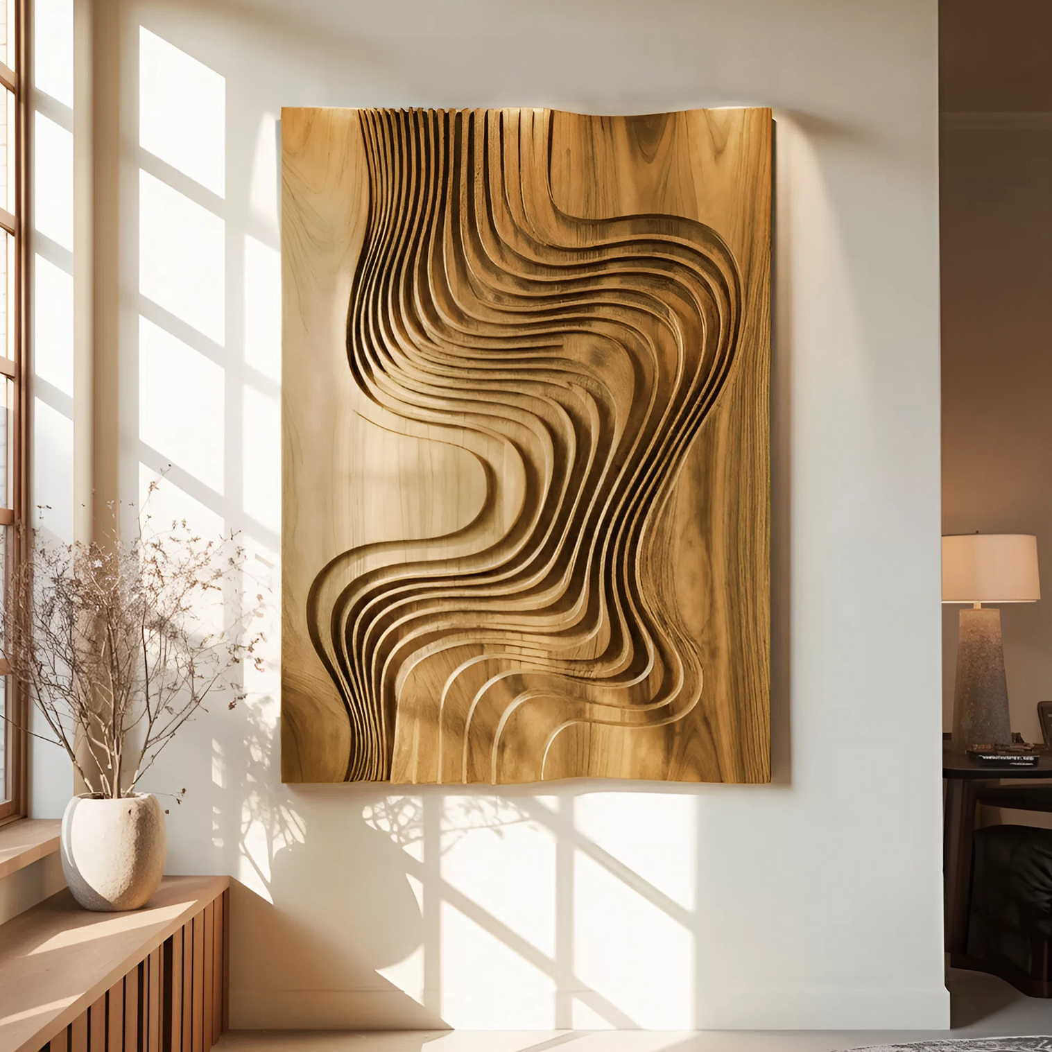 Modern Wall Sculpture With Flowing Layered Curves For Entryway – ET ...