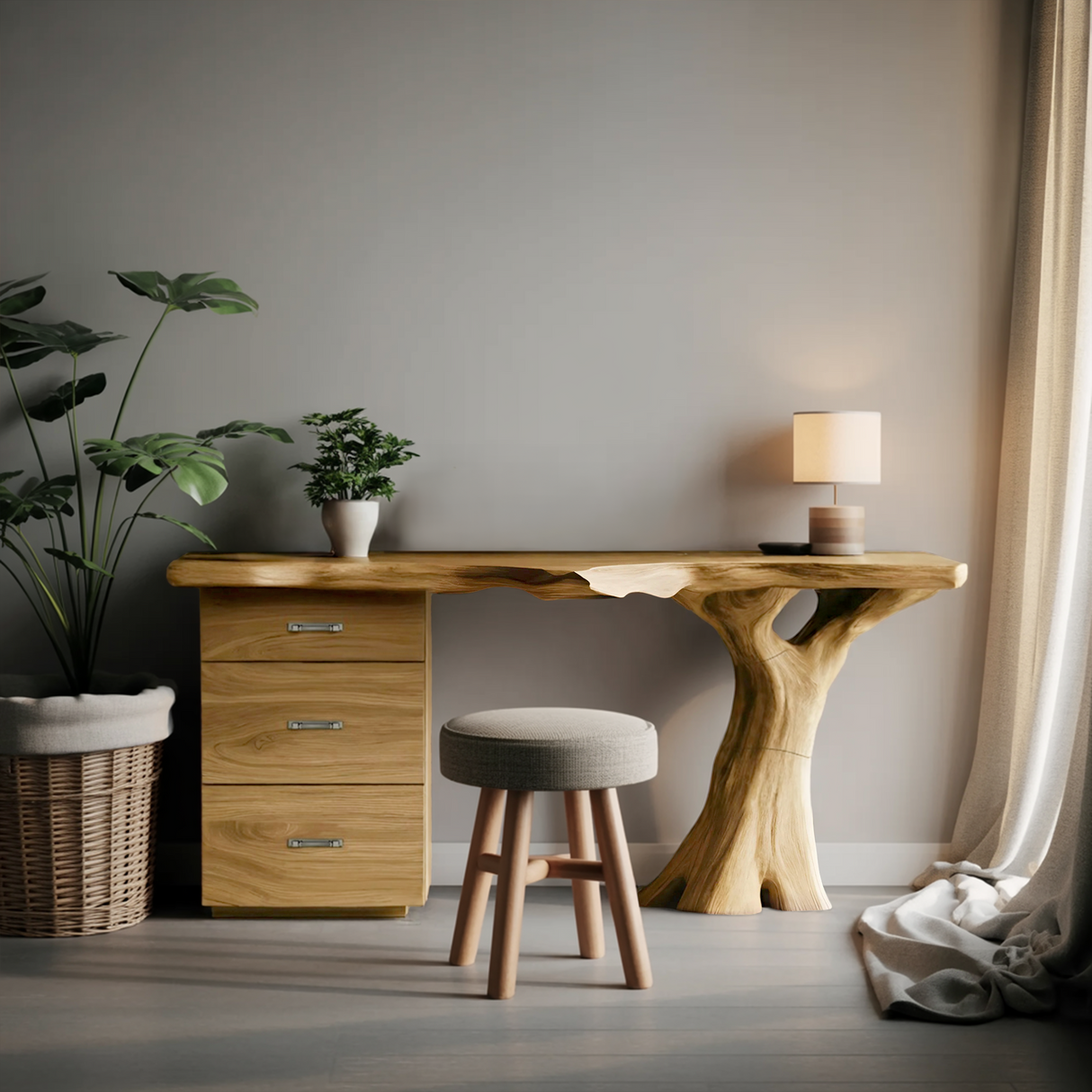 Rustic Solid Wood Dressing Table For Bedroom Cozy Vintage Decor – ET ...