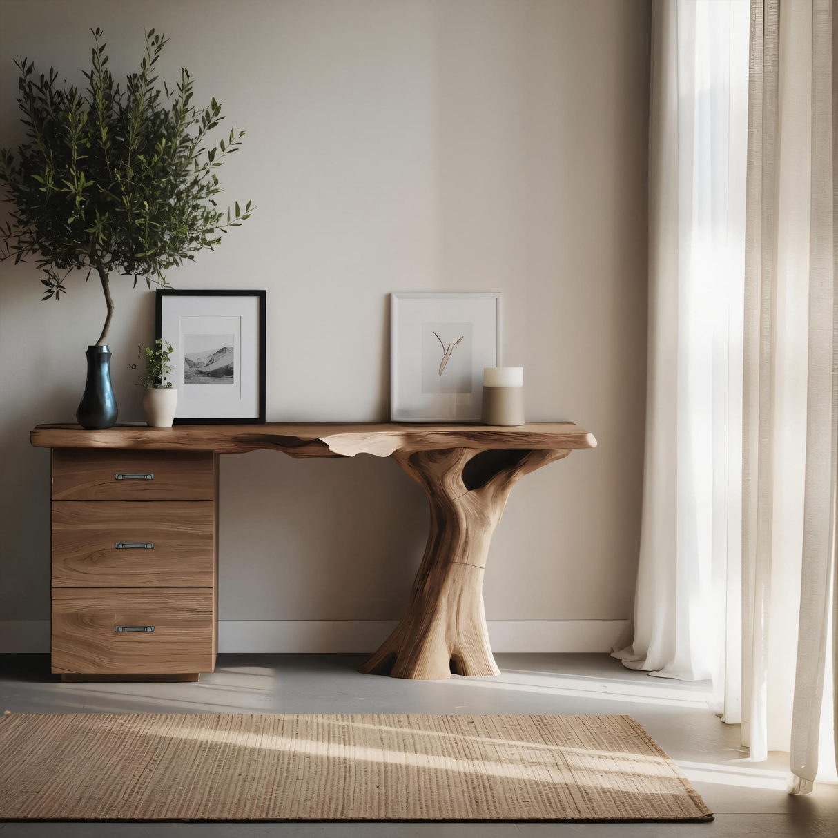 Rustic Solid Wood Dressing Table For Bedroom Cozy Vintage Decor – ET ...