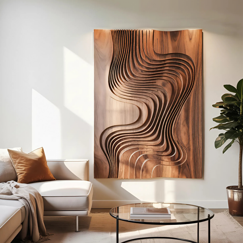 Modern Wall Sculpture With Flowing Layered Curves For Entryway – ET ...