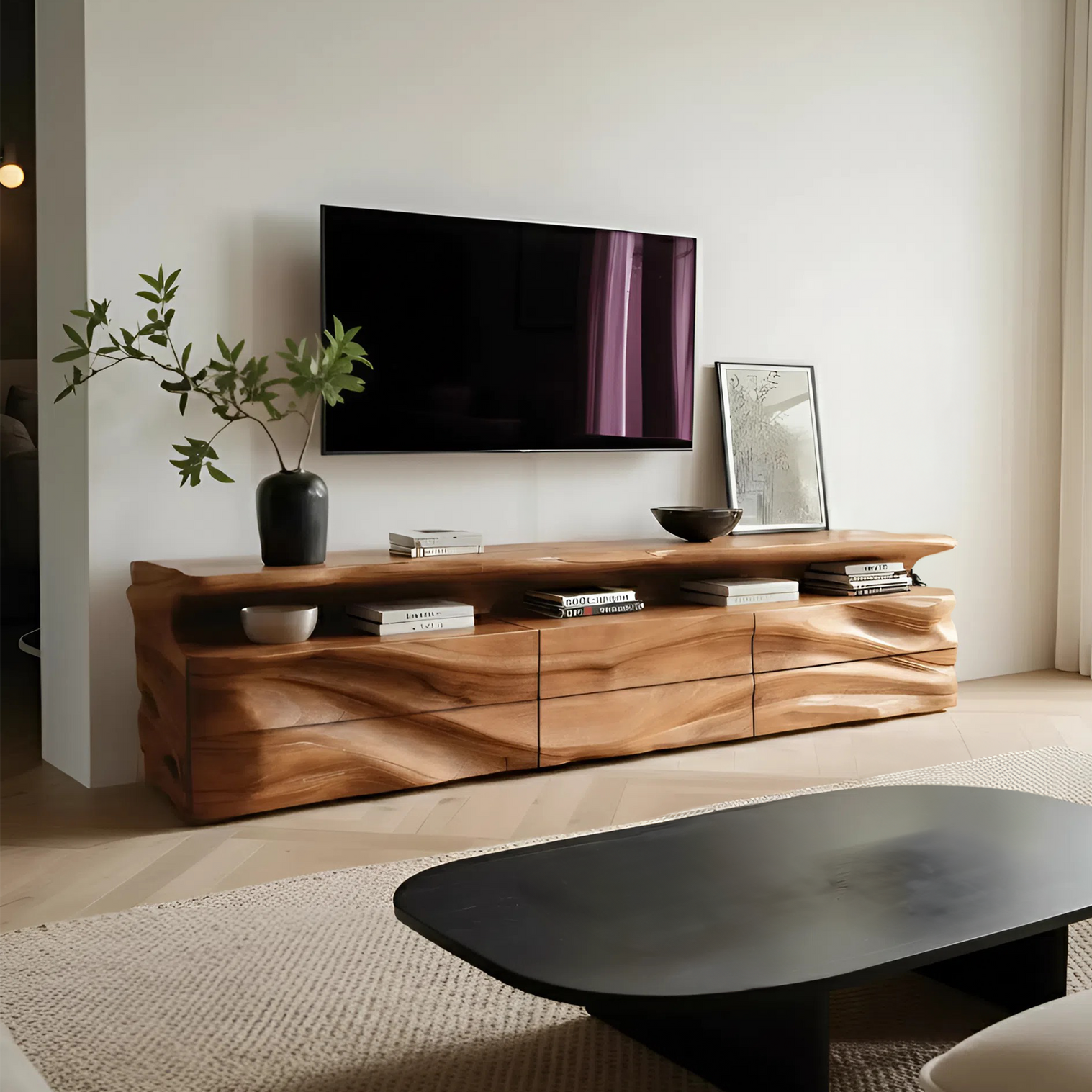 Modern TV Console With Shelf And Drawers For Living Room – ET Woodcrafts