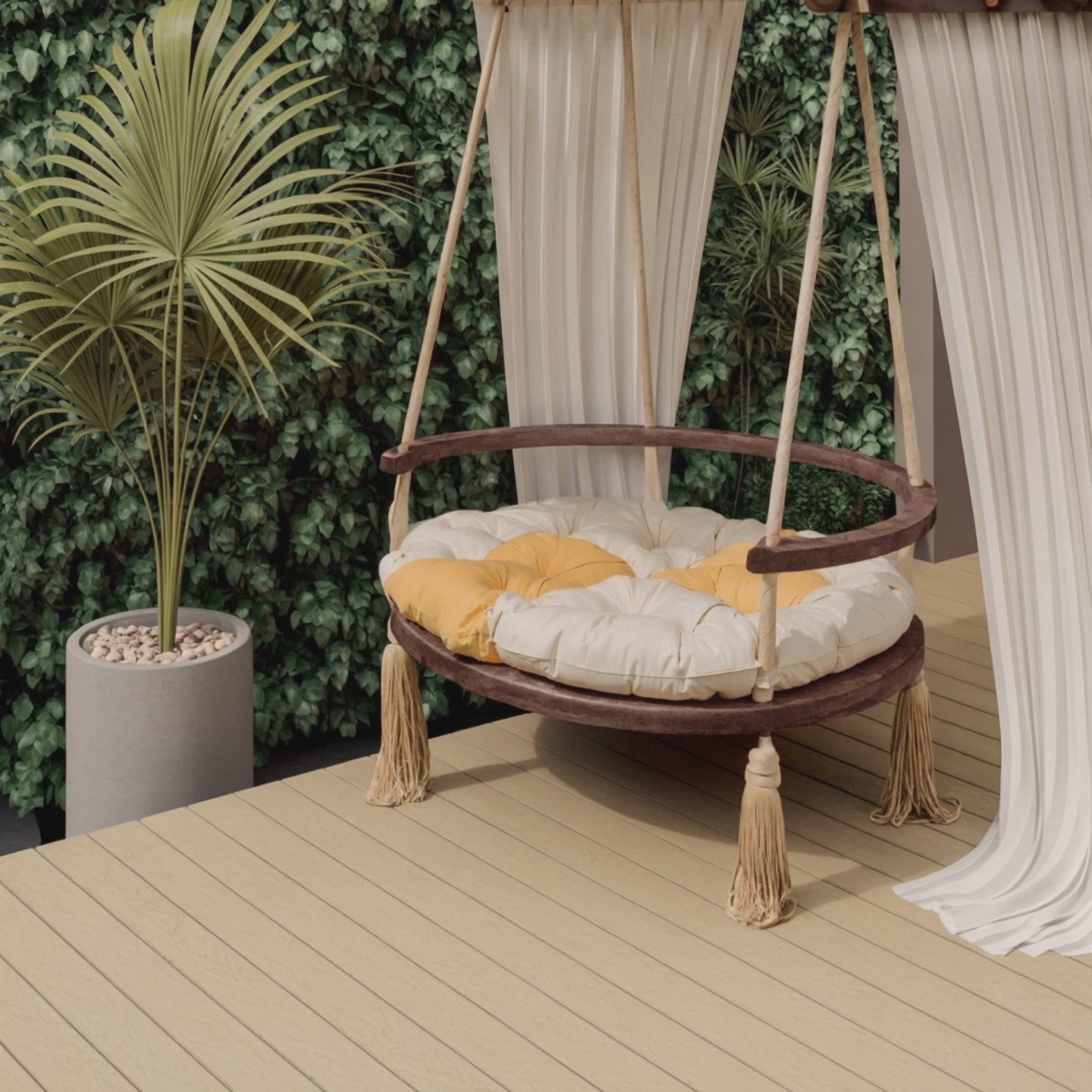 Boho Round Swing Chair For Porch Or Garden – ET Woodcrafts