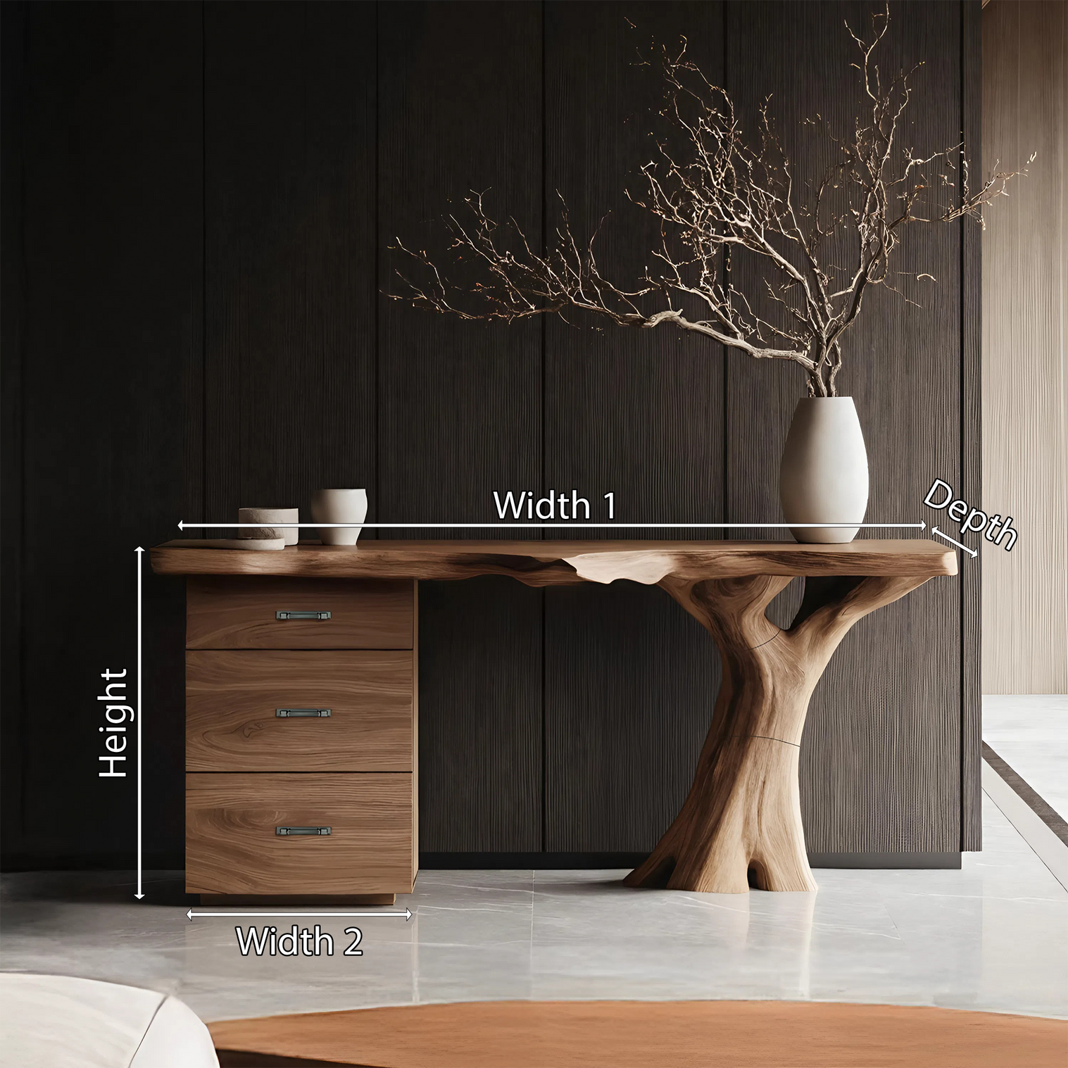 Rustic Solid Wood Dressing Table For Bedroom Cozy Vintage Decor – ET ...