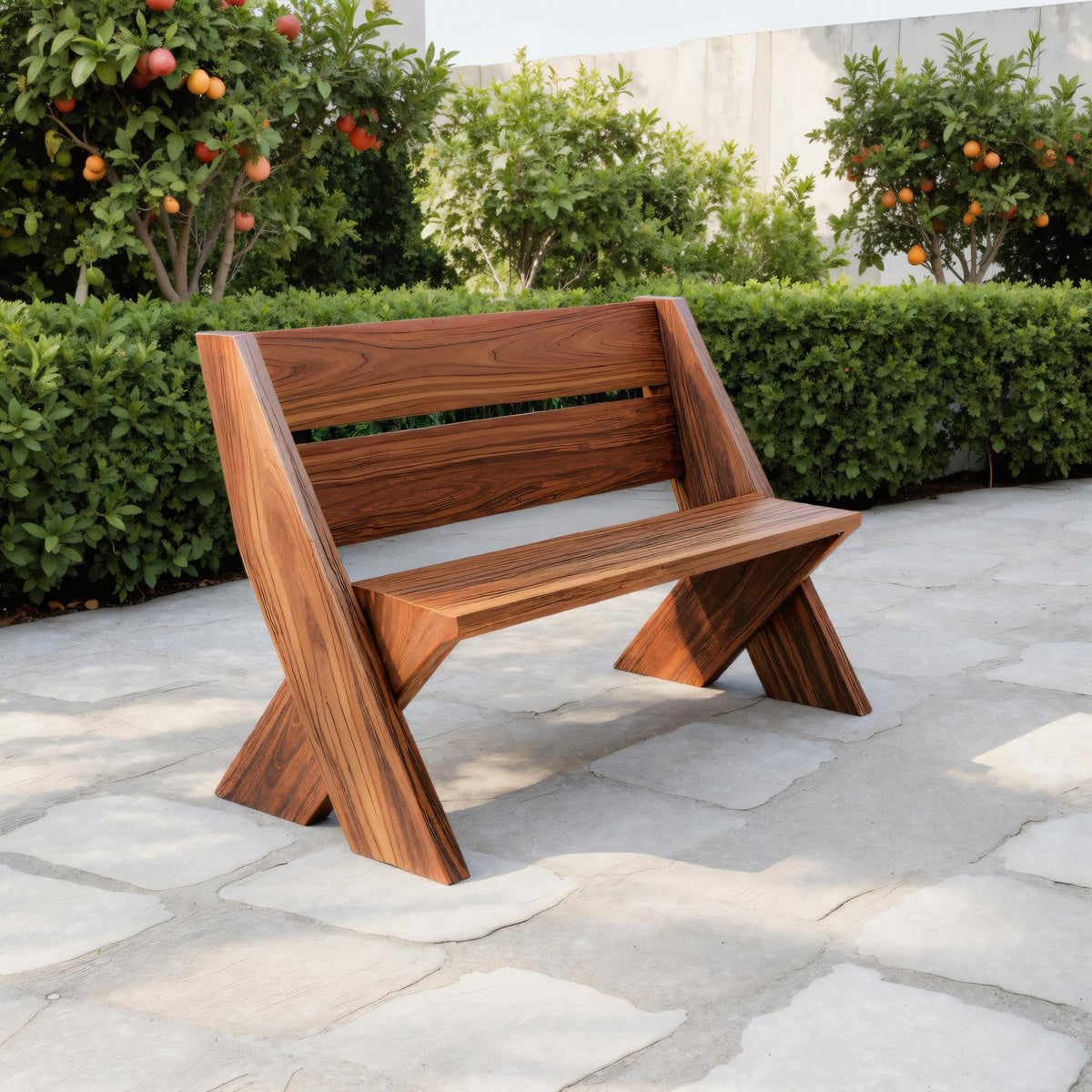 Modern Outdoor Bench With Angled Legs For Garden Patio And Backyard ...