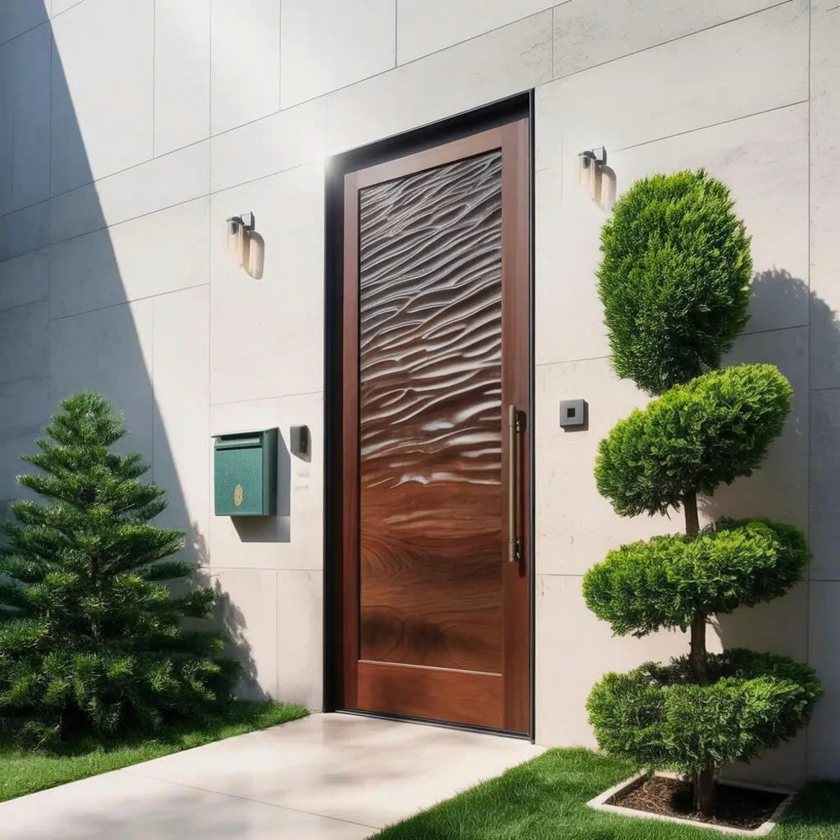 Modern Wave Pattern Front Door Design For Entryway – ET Woodcrafts