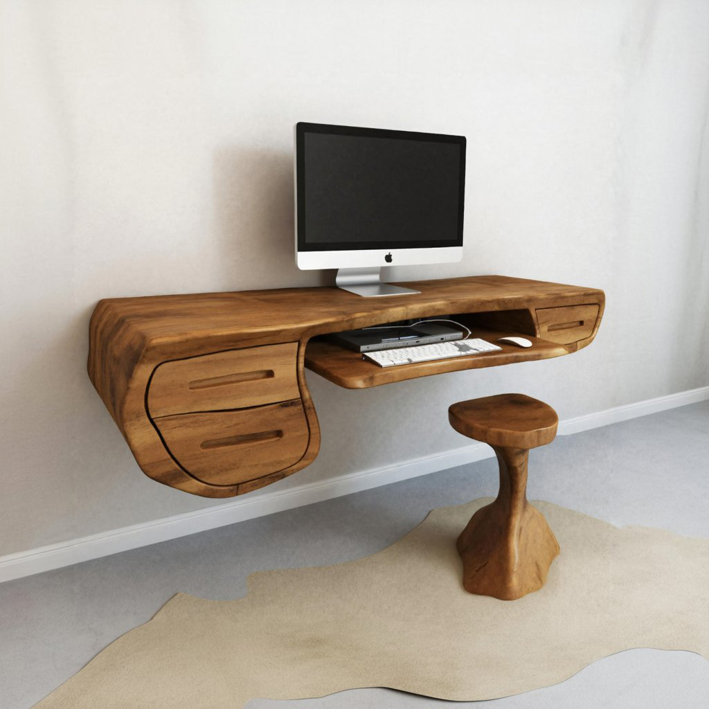 Floating Sculptural Desk With Drawers For Home Office And Studio – ET ...