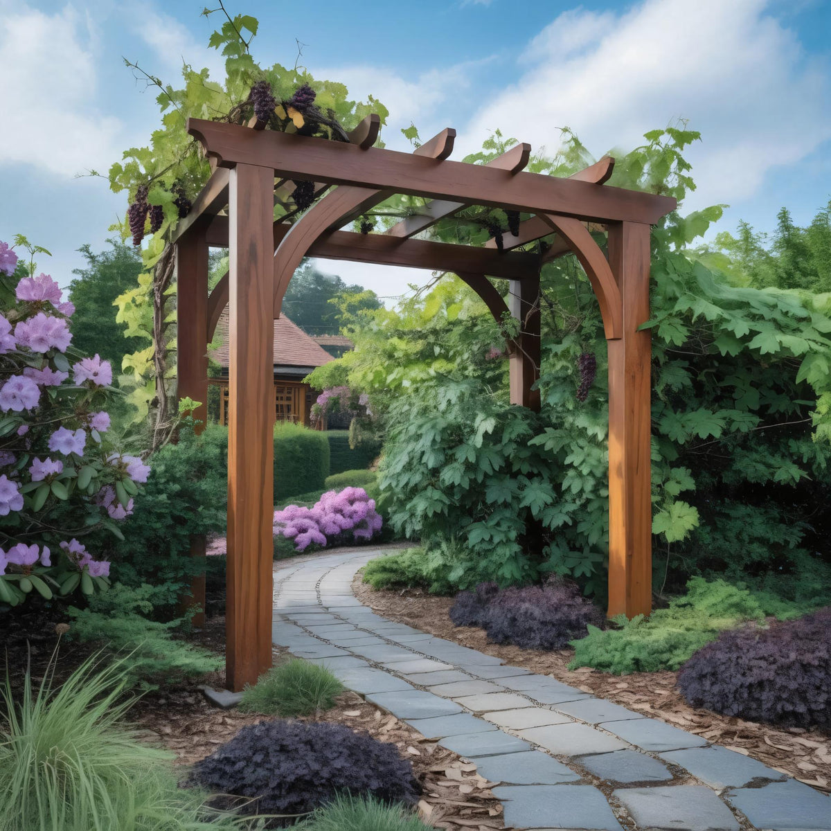 Rustic Garden Arbor Arch For Outdoor Pathways – ET Woodcrafts