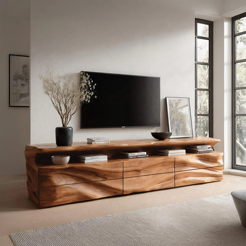 Modern TV Console With Shelf And Drawers For Living Room – ET Woodcrafts