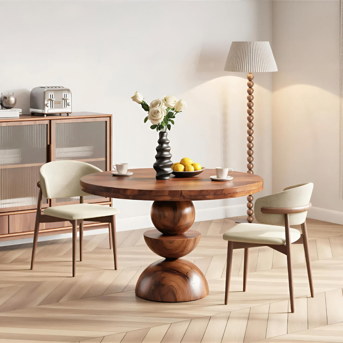 Modern Round Dining Table With Geometric Base For Kitchen And Dining R ...