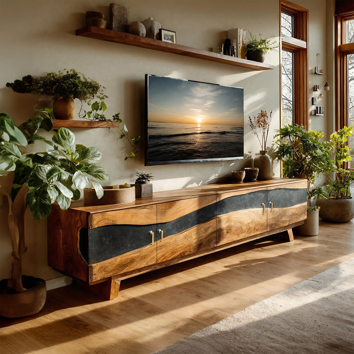 Farmhouse Wooden Live Edge TV Stand For Bedroom Decor – ET Woodcrafts
