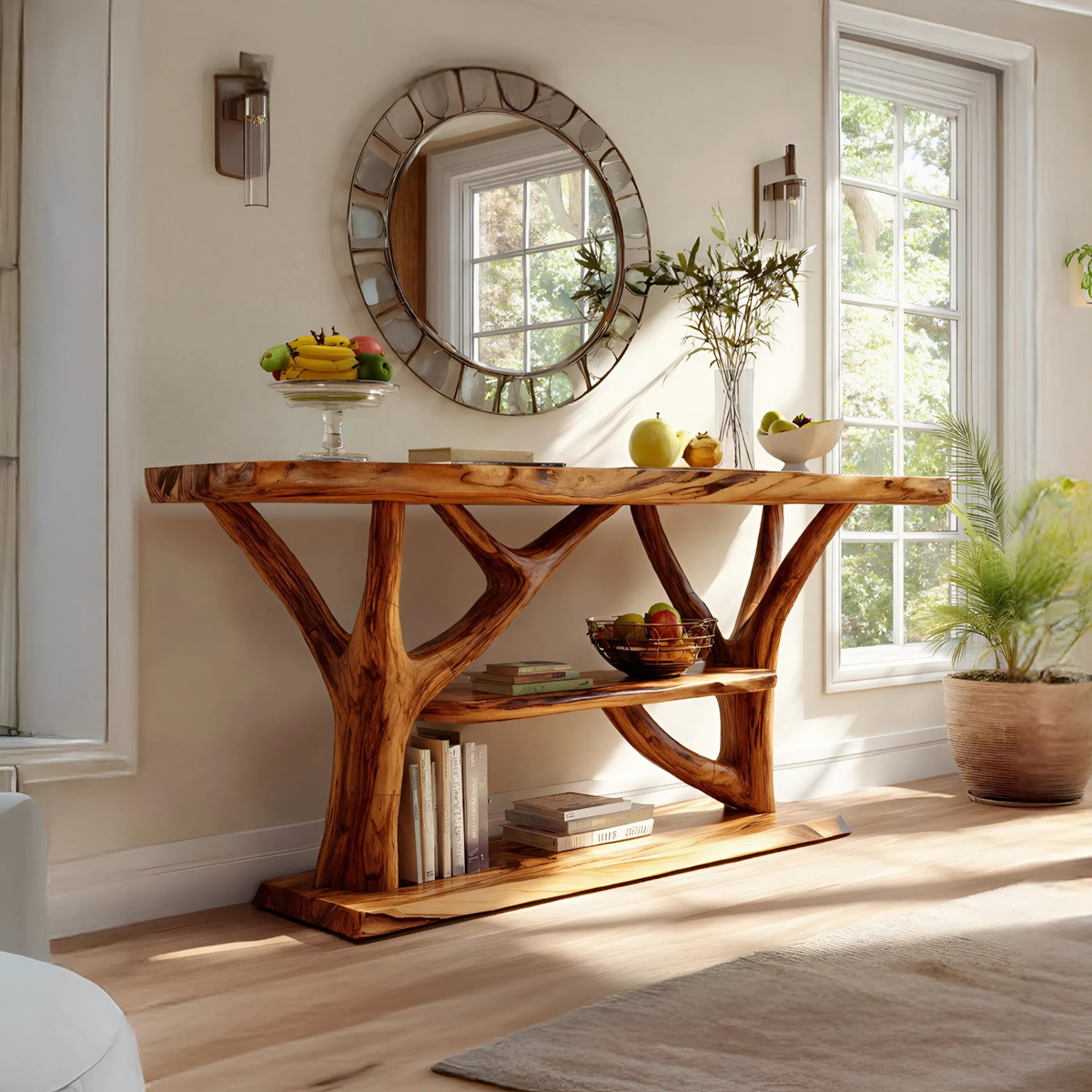 Farmhouse Live Edge Entryway Table For Bedroom Vintage Furniture Decor ...