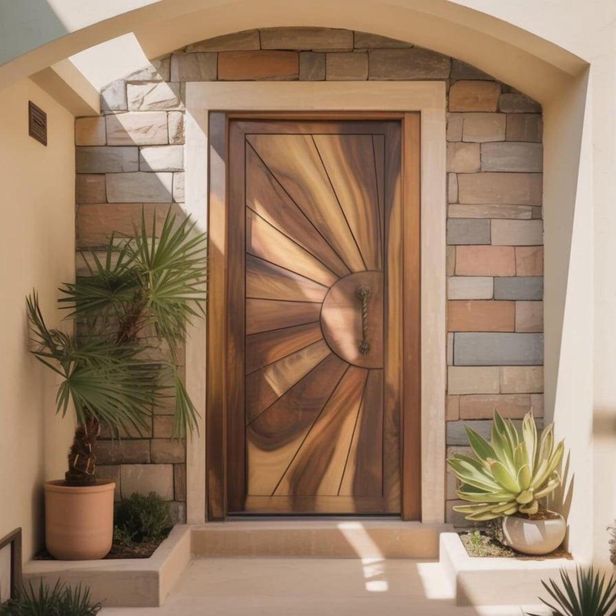Modern Sunburst Front Door Design For Entryway – ET Woodcrafts