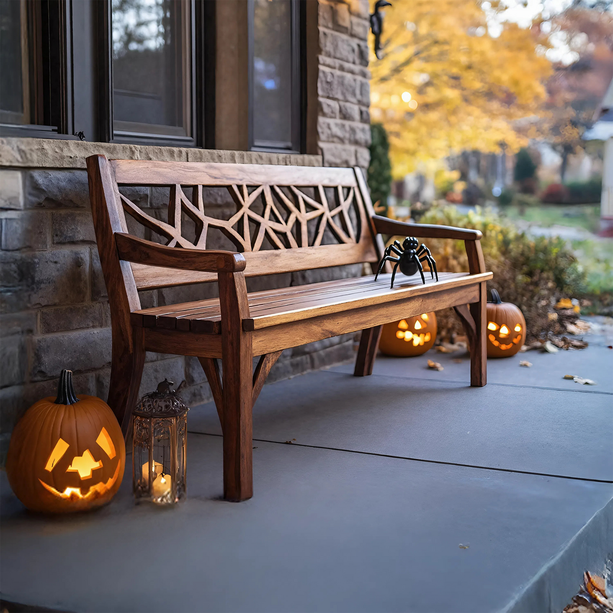 Rustic Solid Wood Halloween Bench For Spooky Outdoor Home Decor – ET ...
