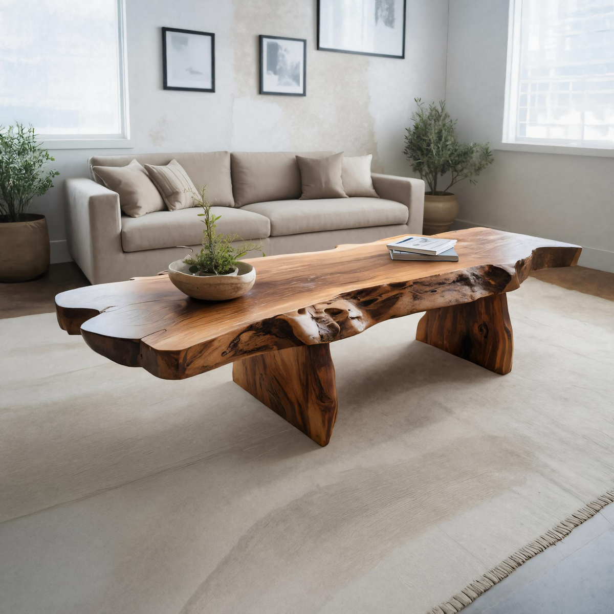 Live Edge Coffee Table With Organic Slab For Living Room And Interior ...