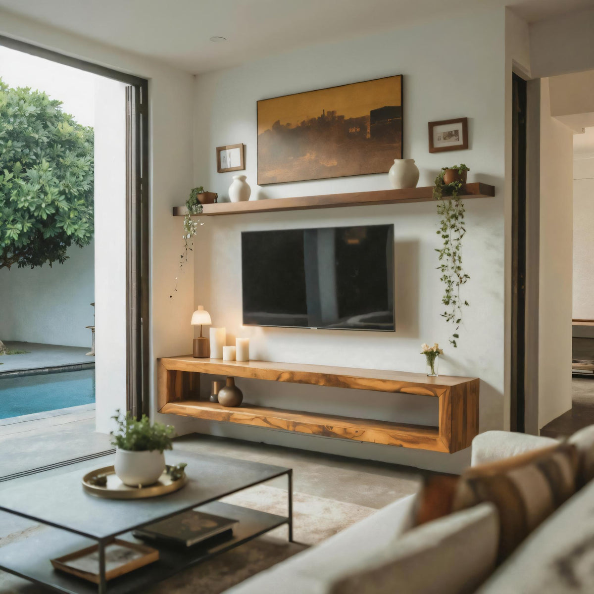 Modern Live Edge Floating TV Console For Contemporary Living Room – ET ...