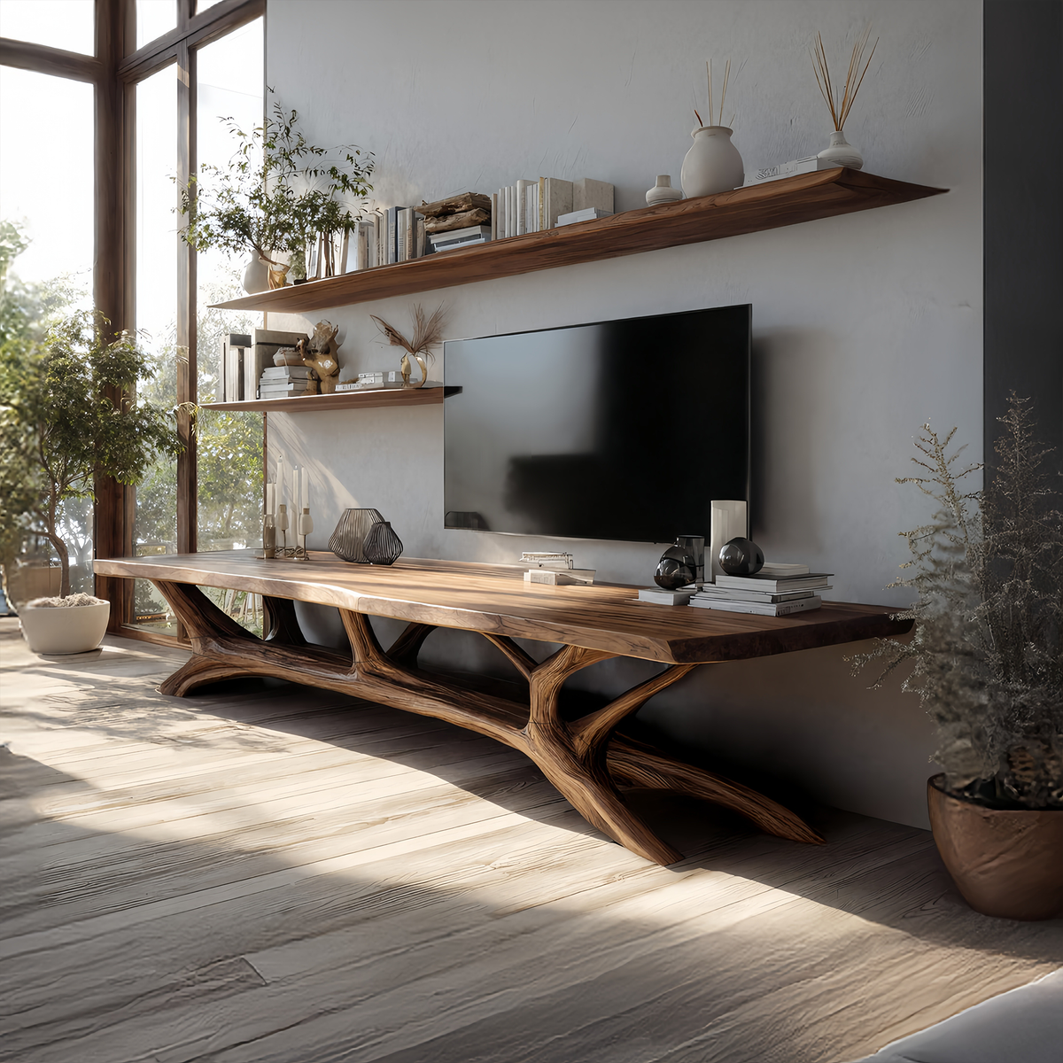 Modern Wooden Live Edge TV Console For Entryway And Living Room – ET ...
