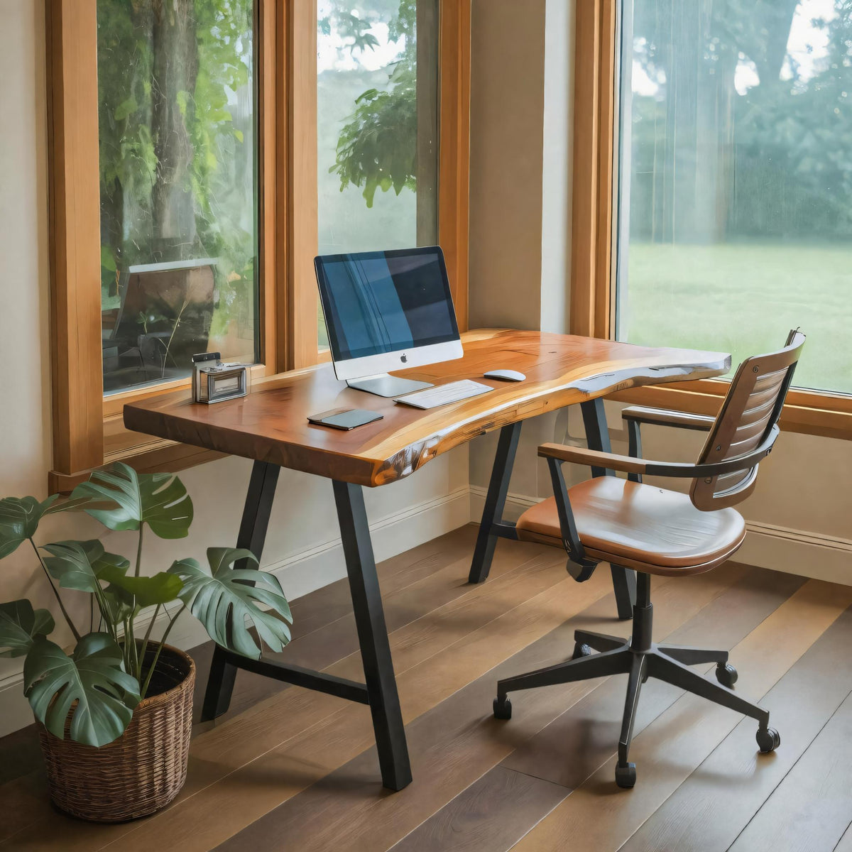 Rustic Live Edge Desk For Home Office Setup – ET Woodcrafts