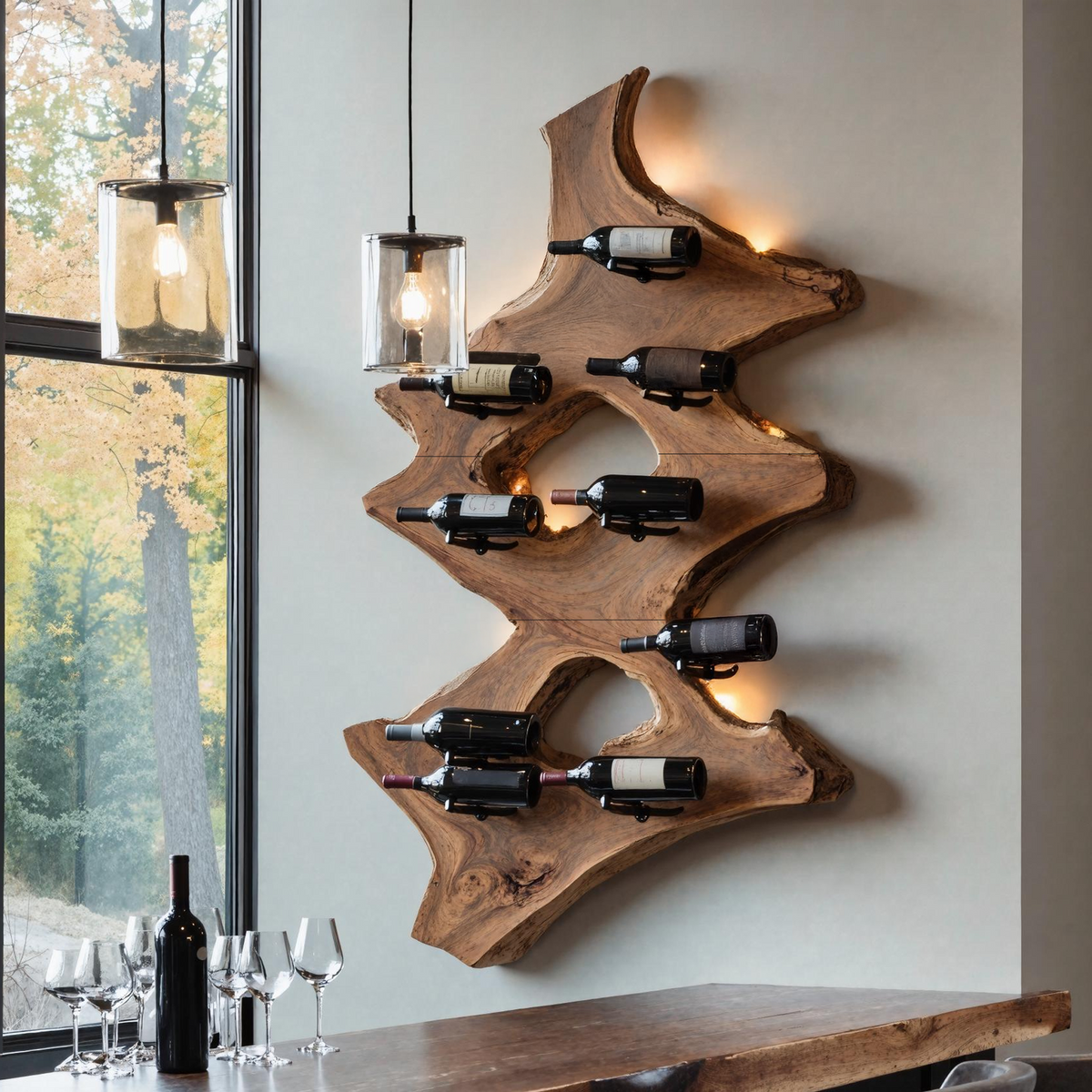 Mid Century Wine Stand For Kitchen Home Bar Display – ET Woodcrafts