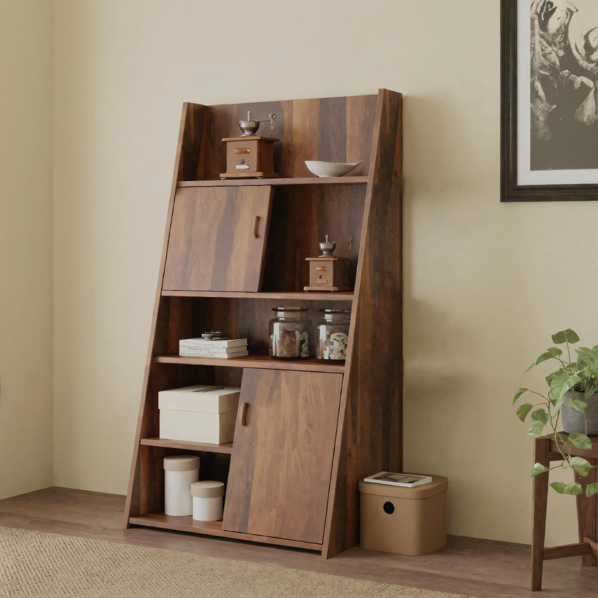 Modern Slanted Cabinet With Sliding Doors For Kitchen Entryway And Liv ...
