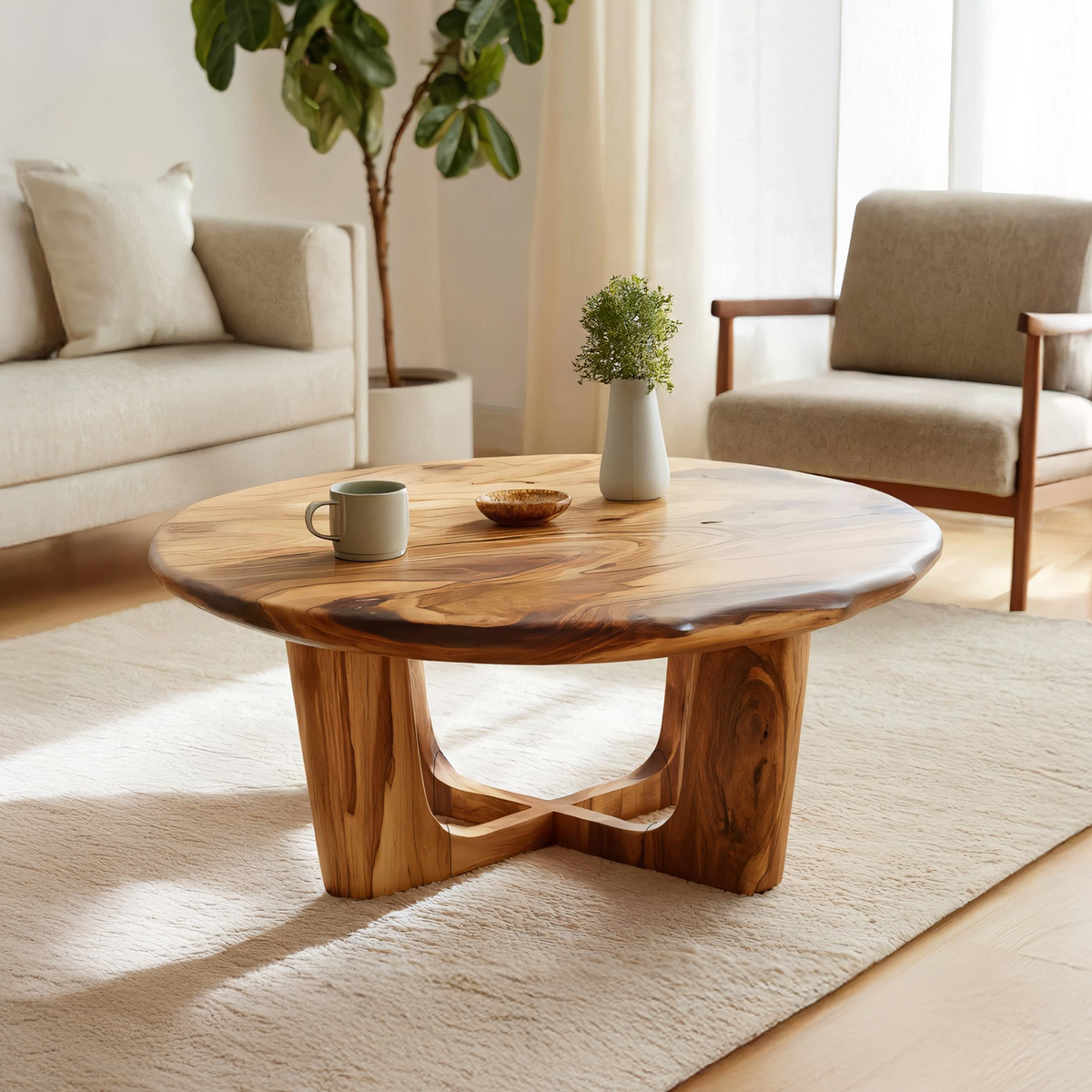 Modern Handcrafted Live Edge Low Table For Living Room Furniture Decor ...