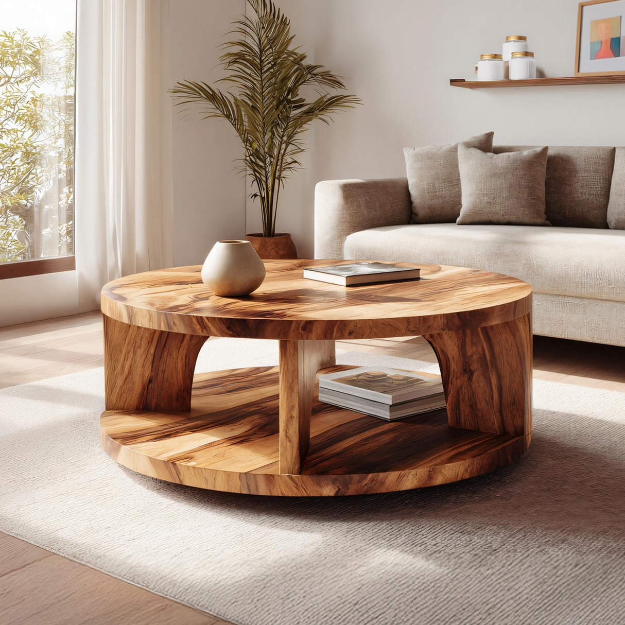 Farmhouse Wooden Live Edge Coffee Table For Living Room Entryway Desig ...