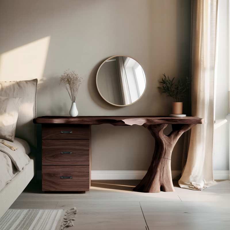 Rustic Solid Wood Dressing Table For Bedroom Cozy Vintage Decor – ET ...
