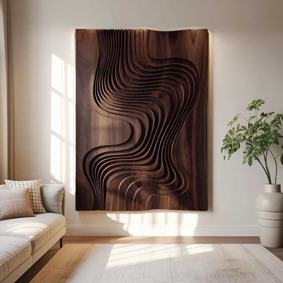 Modern Wall Sculpture With Flowing Layered Curves For Entryway – ET ...